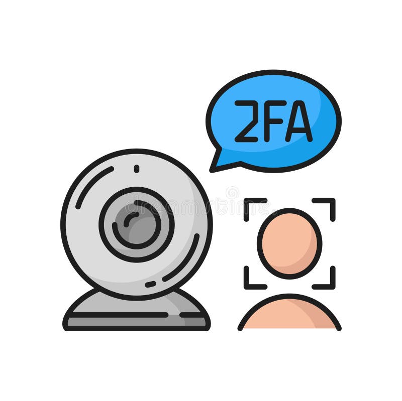 2fa Two Factor Verification On Camera Face Check Stock Vector