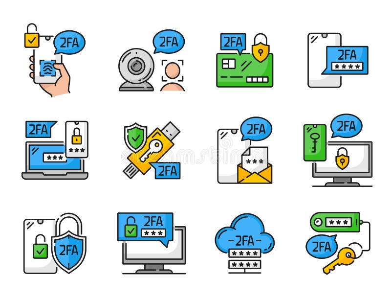 2fa Two Factor Verification Icon E Mail Password Stock Vector