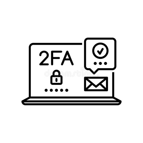 2FA, Two Factor Verification Icon, Outline Laptop Stock Vector ...