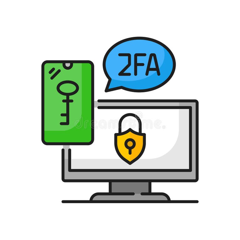 2FA Two Factor Verification, Screen, Key and Lock Stock Vector ...