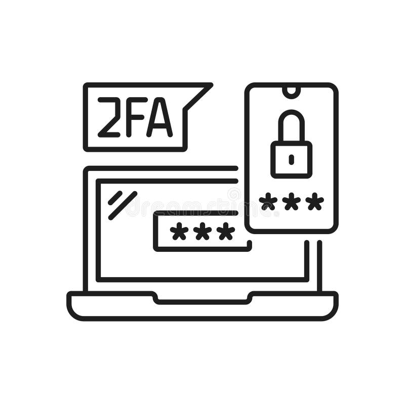 2fa Two Factor Verification Icon Outline Laptop Stock Illustration