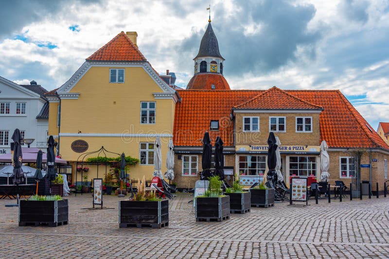 Faaborg, Denmark, June 20, 2022: Torvet Square in Danish Town Fa ...