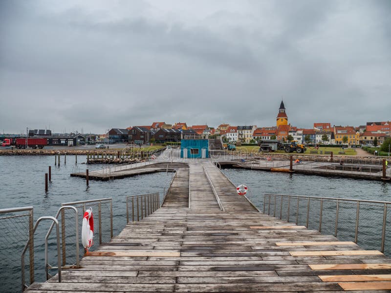 Faaborg harbour in Denmark stock image. Image of coast - 29030613