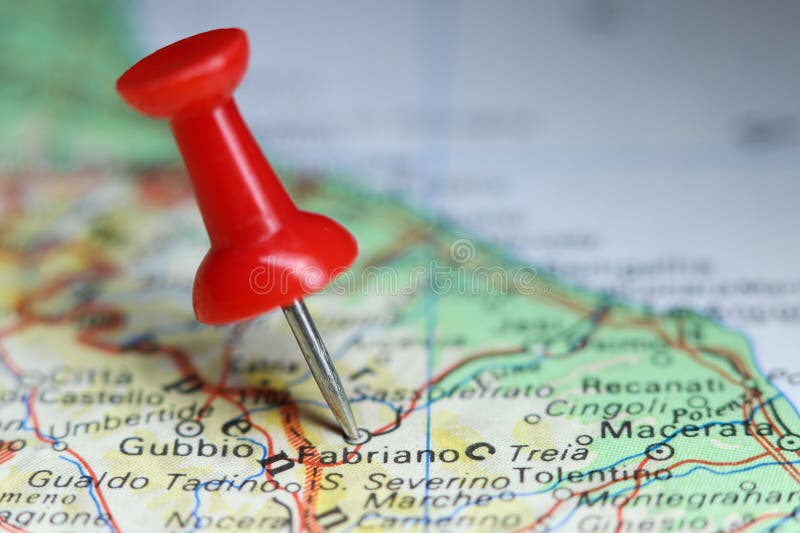 Fabriano, Italy pin on map stock image. Image of earth - 368094539