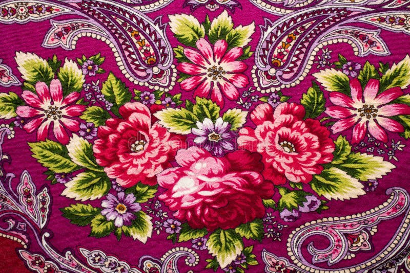 Fabric Background with Russian Folk Patterns. Stock Image - Image of ...