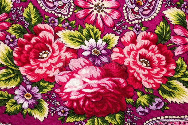 Fabric Background with Russian Folk Patterns. Stock Image - Image of ...