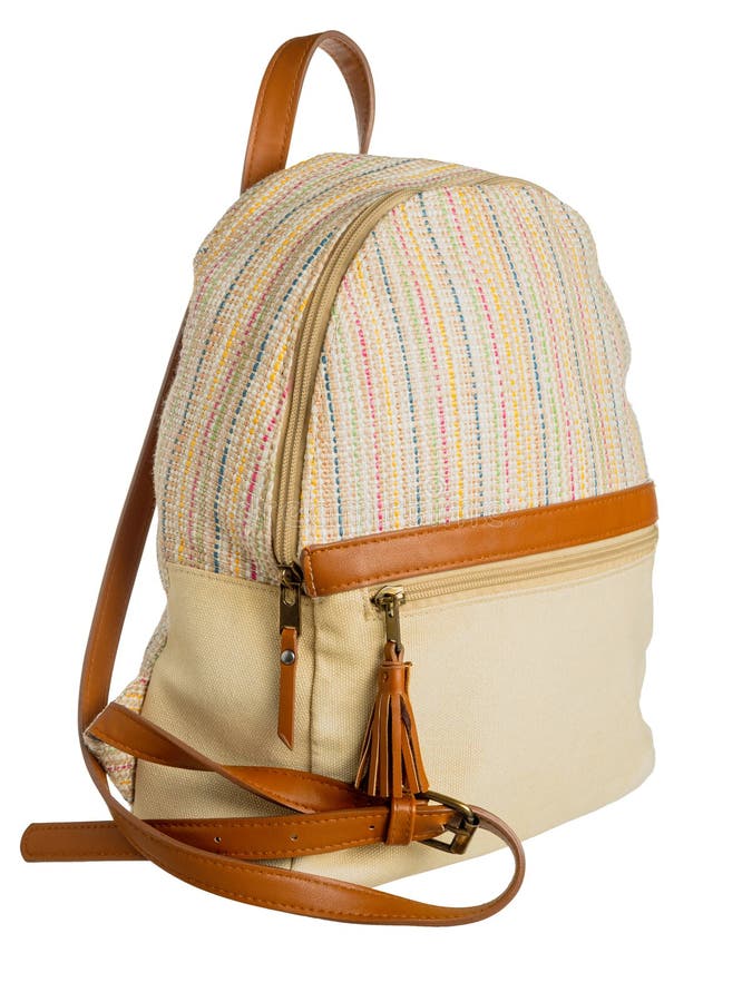 Fabric Backpack for Everyday Wear, Shoulder Bag Isolated on White ...