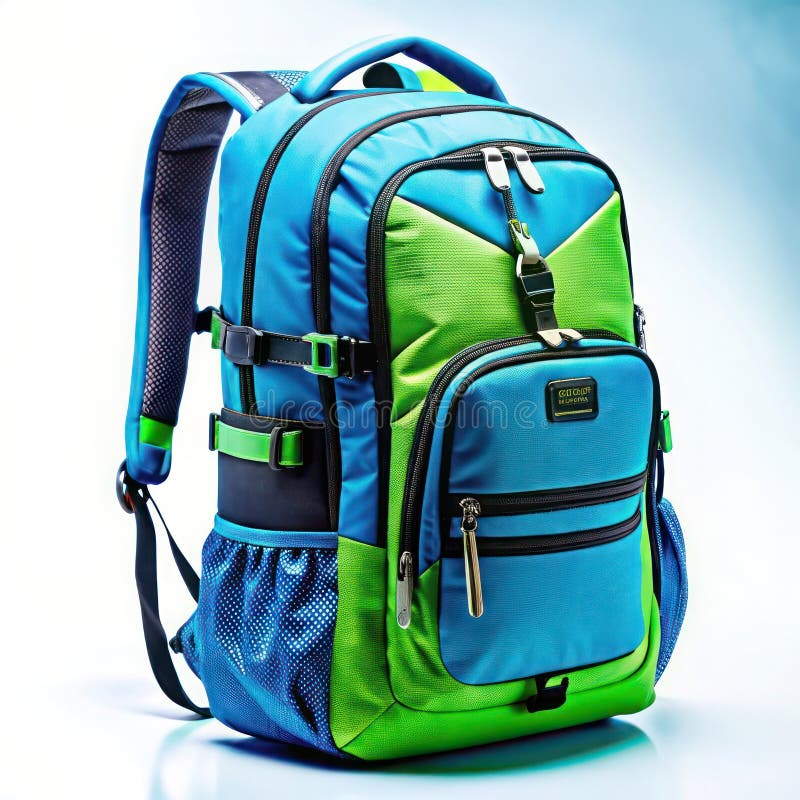 Fabric Backpack with Many Zips and Pockets.Bright Colours Stock Photo ...
