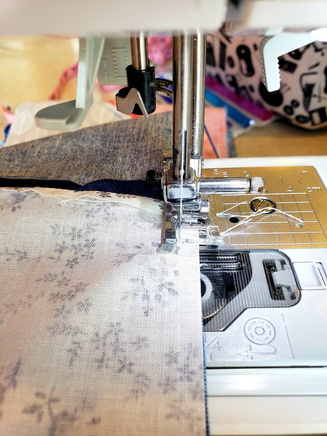 Fabric Being Sewn on Sewing Machine Stock Photo - Image of learn, warm ...