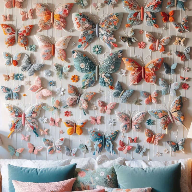 Fabric Butterfly Wall Hanging a Colorful and Delicate Wall Ha Stock ...