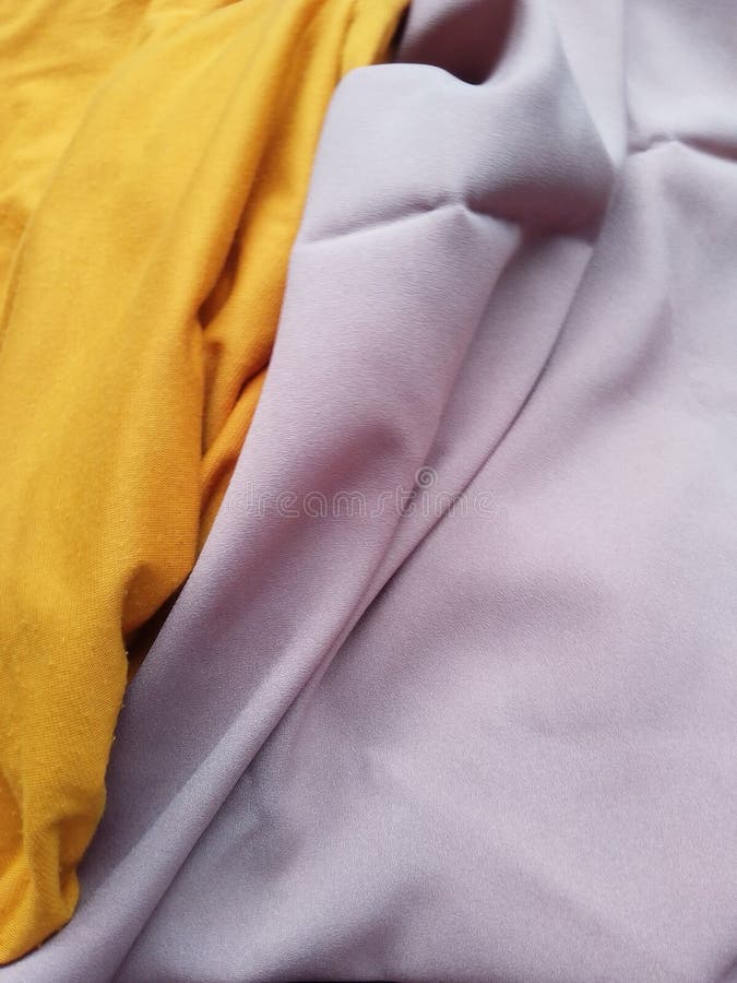Fabric Close-Up Featuring Violet and Yellow Textiles in Soft Folds ...