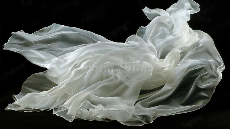 Fabric Cloth Flowing on Wind, Set of Flying Fluttering White Silk ...