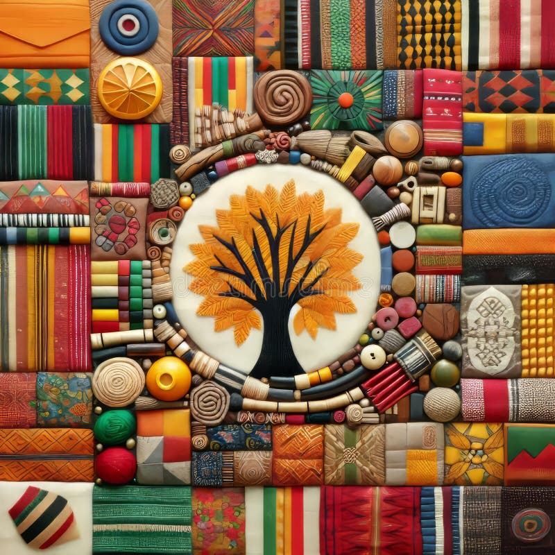 Fabric Collages Using Different Textures and Materials To Repres Stock ...