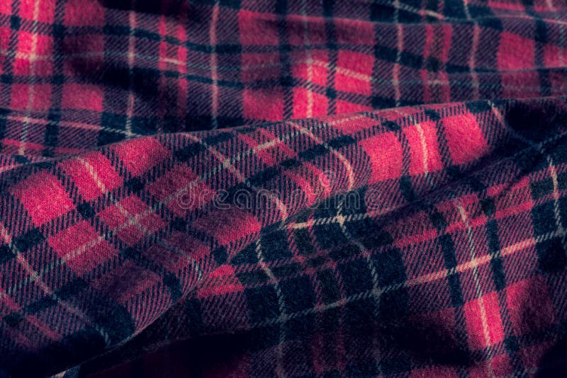 Fabric With A Colorful Checked Pattern. Pink Check Fabric Stock Photo ...