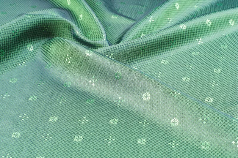 Fabric Colors Green, Patterned Stock Image - Image of decorative, macro ...