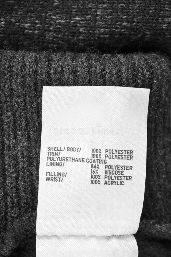Fabric composition label stock photo. Image of frame - 203551302