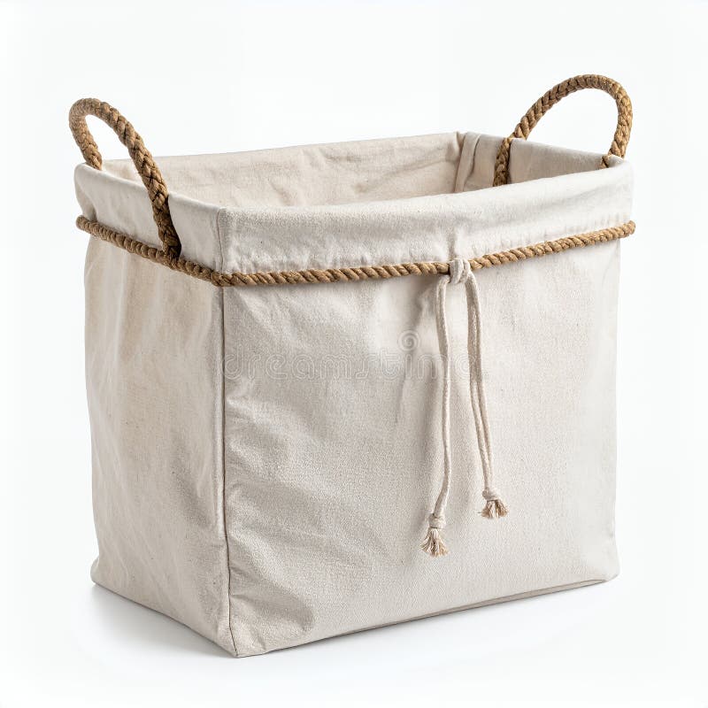 Fabric Container Featuring Looped Rope Handles, Minimalist Storage ...