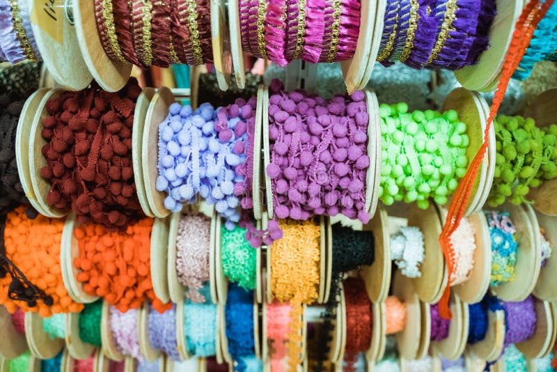 Fabric Decoration Garments in the Shop Stock Photo - Image of ...