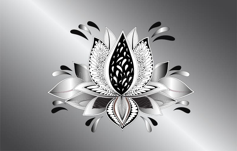 Fabric Design Lotus Flower with Gray White Background Vector Textile ...