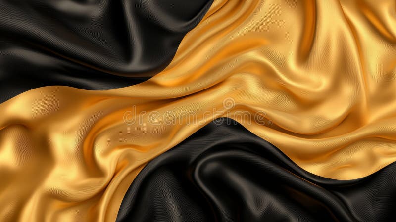 The Fabric Drapes Elegantly in a Golden Pattern with an Intricate ...