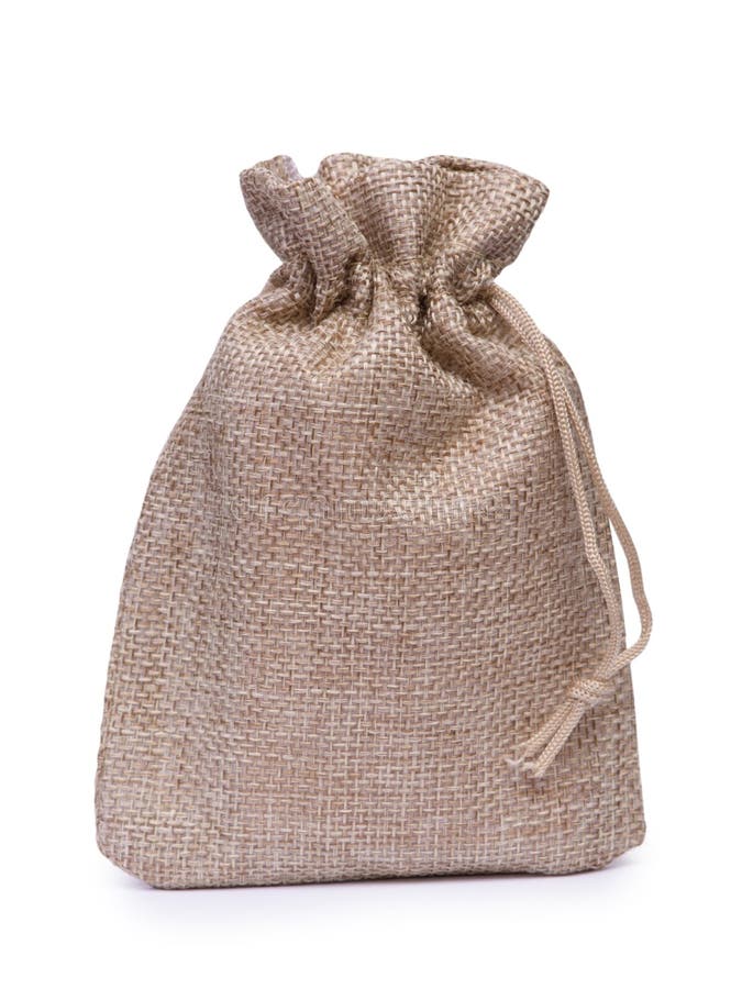 Drawstring Bag on Background. Fabric Cotton Small Bag. Isolated Pouch ...