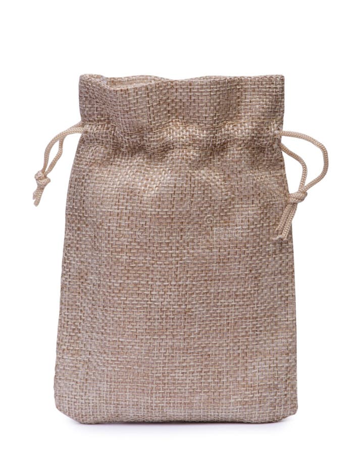 Drawstring Bag on Background. Fabric Cotton Small Bag. Isolated Pouch ...