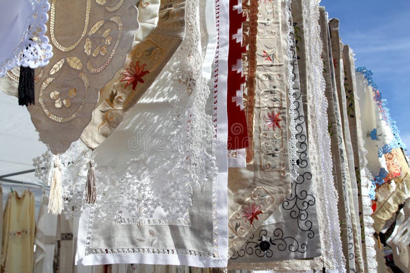 Fabric Embroidery Mediterranean Stock Photo - Image of craftsmanship ...