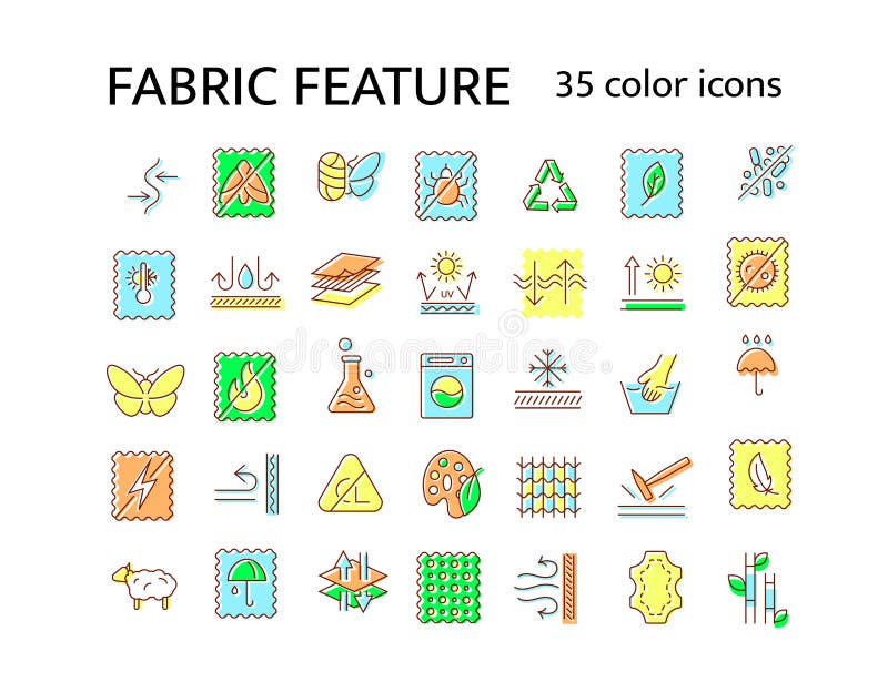 Fabric Feature Flat Icon. Material Quality. Fiber Type. Textile ...