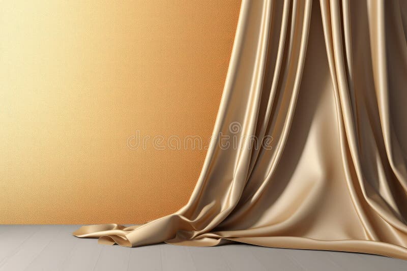 Fabric Feature Gold Curtain. Generate Ai Stock Illustration ...