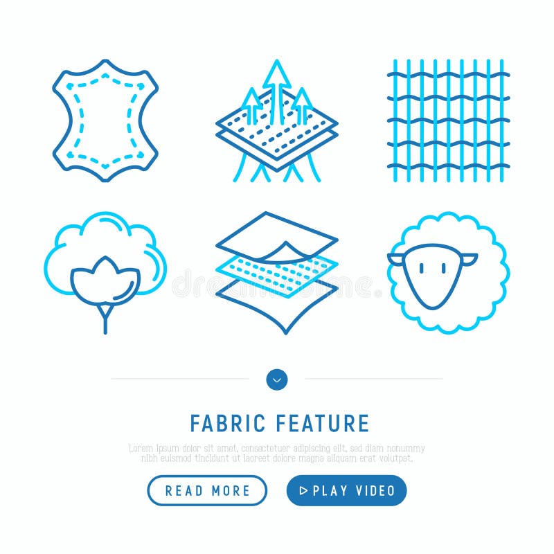 Line Fabric Feature Icons stock vector. Illustration of icons - 72727409