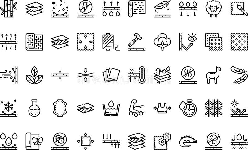Fabric Features Icons High-Quality Vector Icons Collection with ...