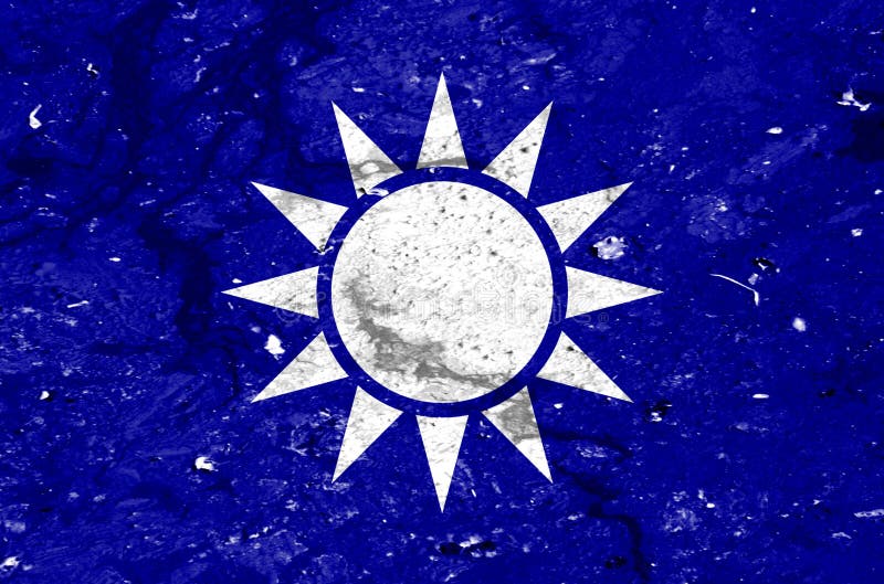 Fabric Flag of Kuomintang. a White Sun with Twelve Rays on Blue ...
