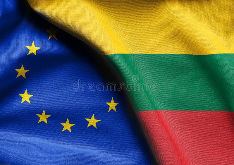 Flags of Lithuania and European Union Stock Photo - Image of north ...