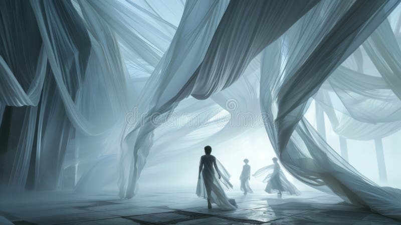 The Fabric Gently Swirls Around the Actors Adding an Ethereal Quality ...