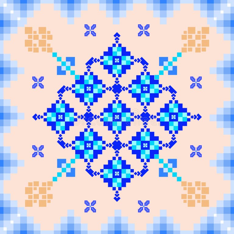 Fabric Geometric Traditional Ethnic Pixel Pattern Stock Vector ...