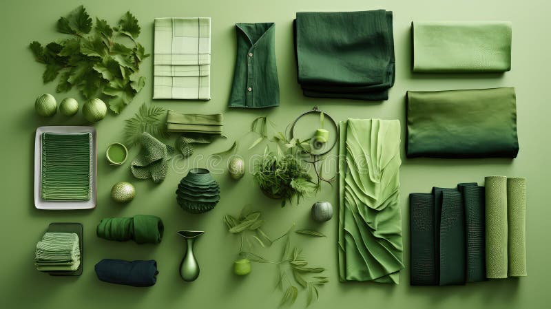 Fabric green flat lay stock illustration. Illustration of stylish ...
