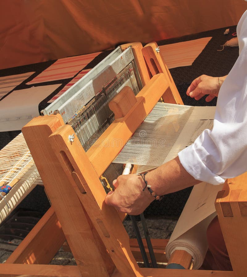 Fabric Handmade Machine. Loom for Makes Silk Homespun Stock Image ...