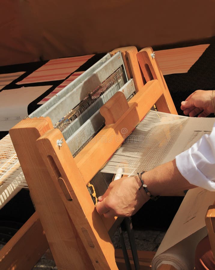 Fabric Handmade Machine. Loom for Makes Silk Homespun Stock Image ...
