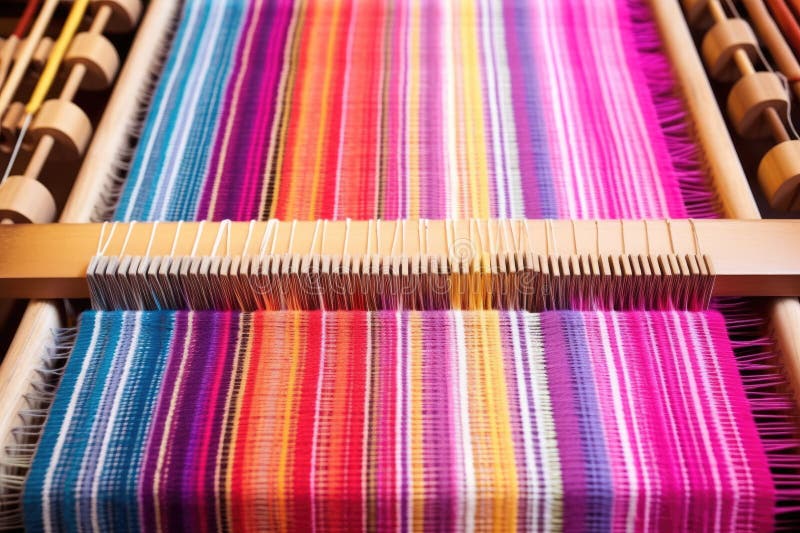 Fabric Loom Showcasing Wool Weaving Process Stock Illustration ...