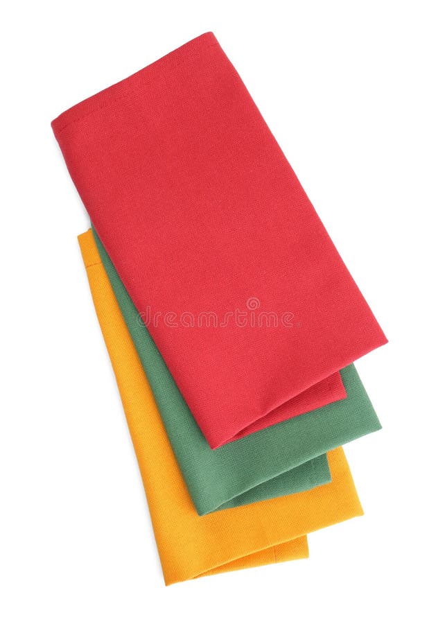 Fabric Napkins for Table Setting Isolated on White, Top View Stock ...
