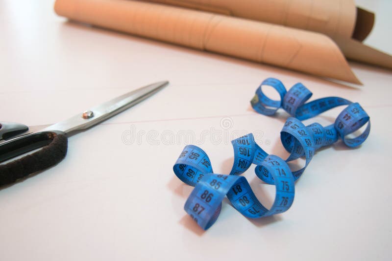 Objects for Sewing Clothes. Roulette, Coil, and Patterns on the Table ...