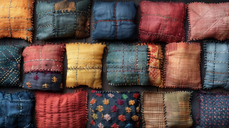 Fabric Patchwork Art, Diverse Fabric Patches Artfully Combined into a ...