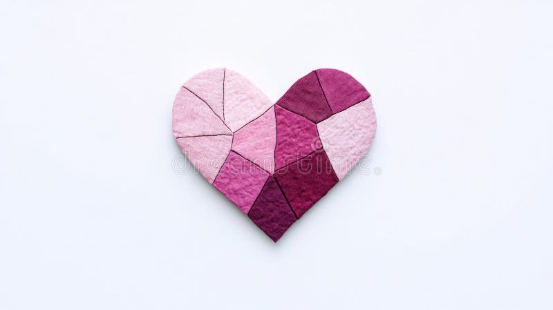Fabric Patchwork Heart in Pink Isolated on White Background Stock ...