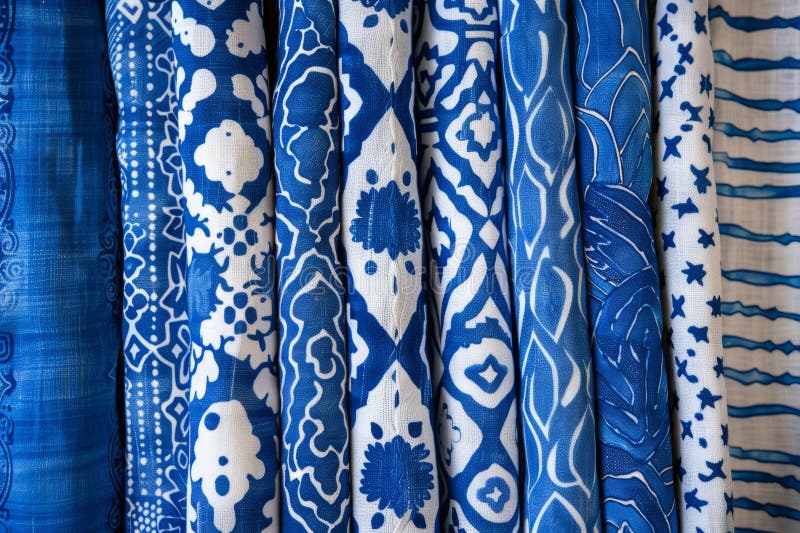 Fabric Pattern Background in Blue Colors. Mix Textile Fabrics Stock ...