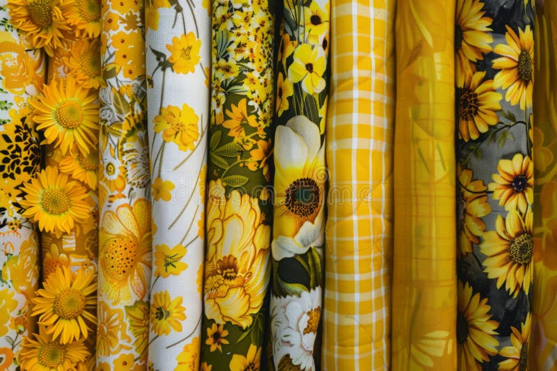 Fabric Pattern Background in Yellow Colors. Mix Textile Fabrics Stock ...