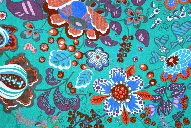 Fabric Pattern with Classical Image of the Colorful Flowers on B Stock ...