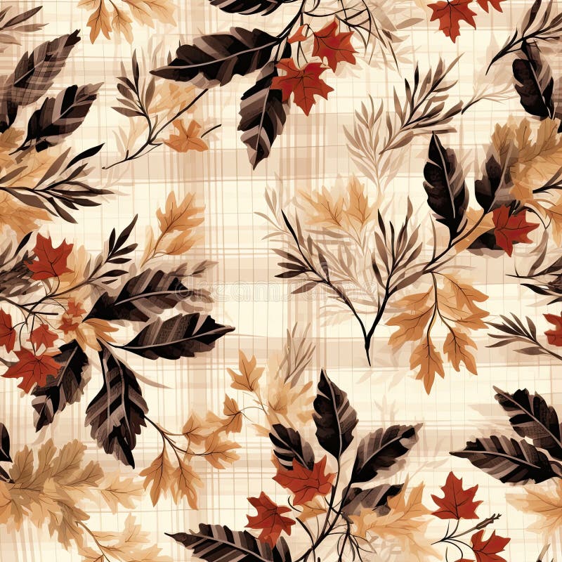 Seamless Fabric Pattern that Combines Rustic Plaid Patterns with Autumn ...