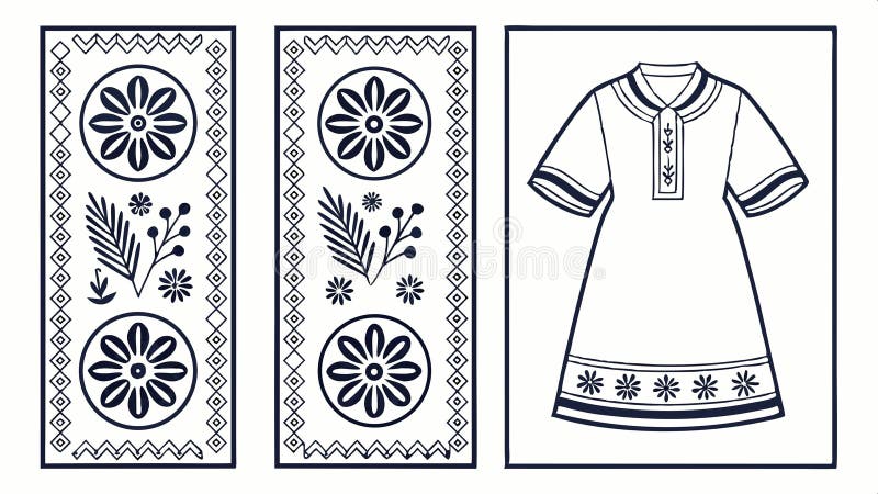 Fabric Pattern Design Set, Textile Art, Clothing Design Element Vector ...