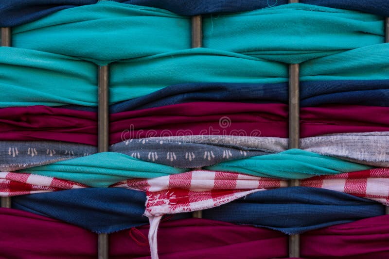 Fabric Pieces Wrapped between Metal Fence Texture Macro Stock Image ...