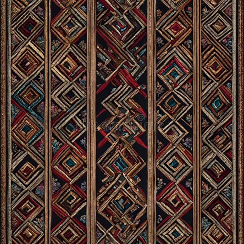 Embroidery Pattern Square Color Tone Stock Illustration - Illustration ...